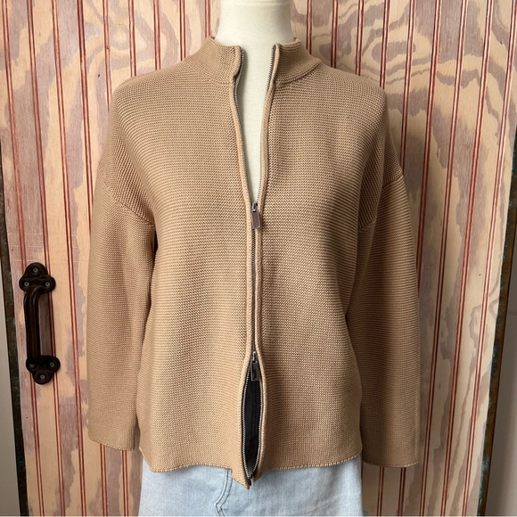Mel & Lisa | Sweaters | Nwt Mel Lisa Buff Beige Double Zip Knit Womans ...